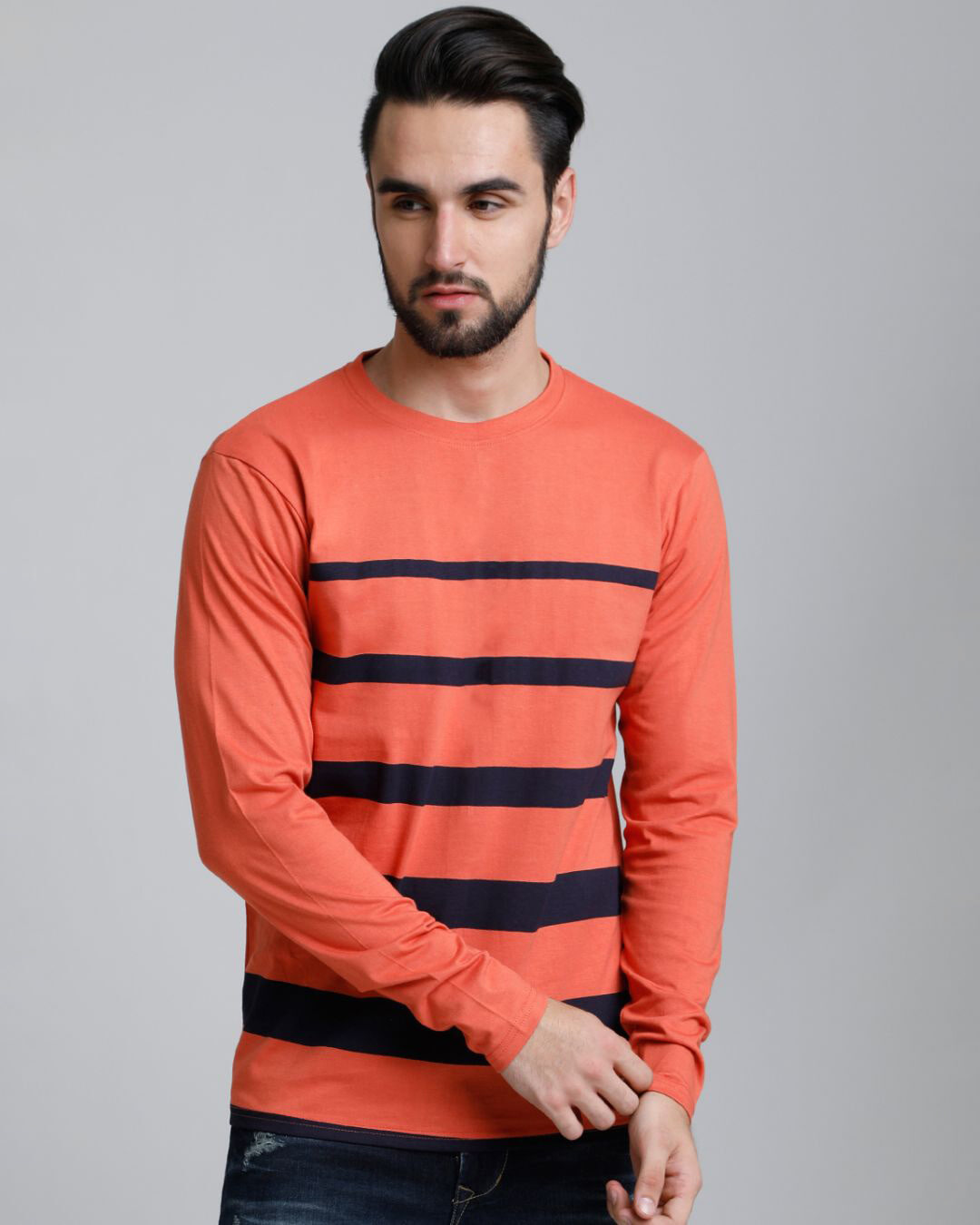 Buy Men's Orange Striped T-shirt Online at Bewakoof