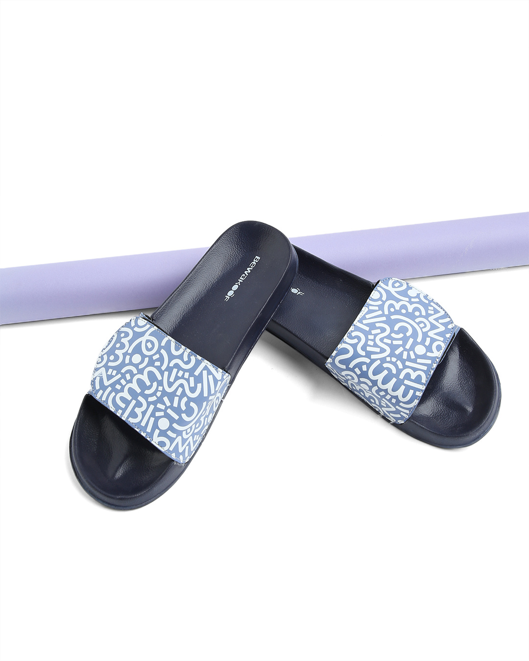 Buy Women's Blue Doodle It Printed Velcro Sliders Online in India at ...
