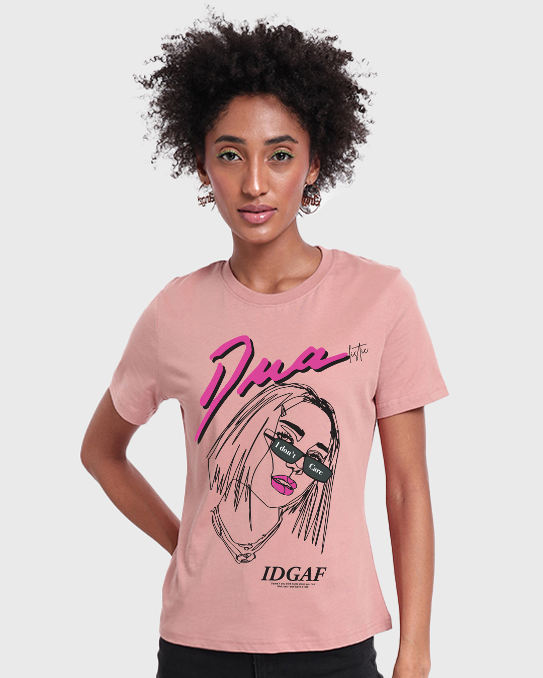 Buy Women's Pink Dua Lipa IDGAF Graphic Printed T-shirt Online at Bewakoof