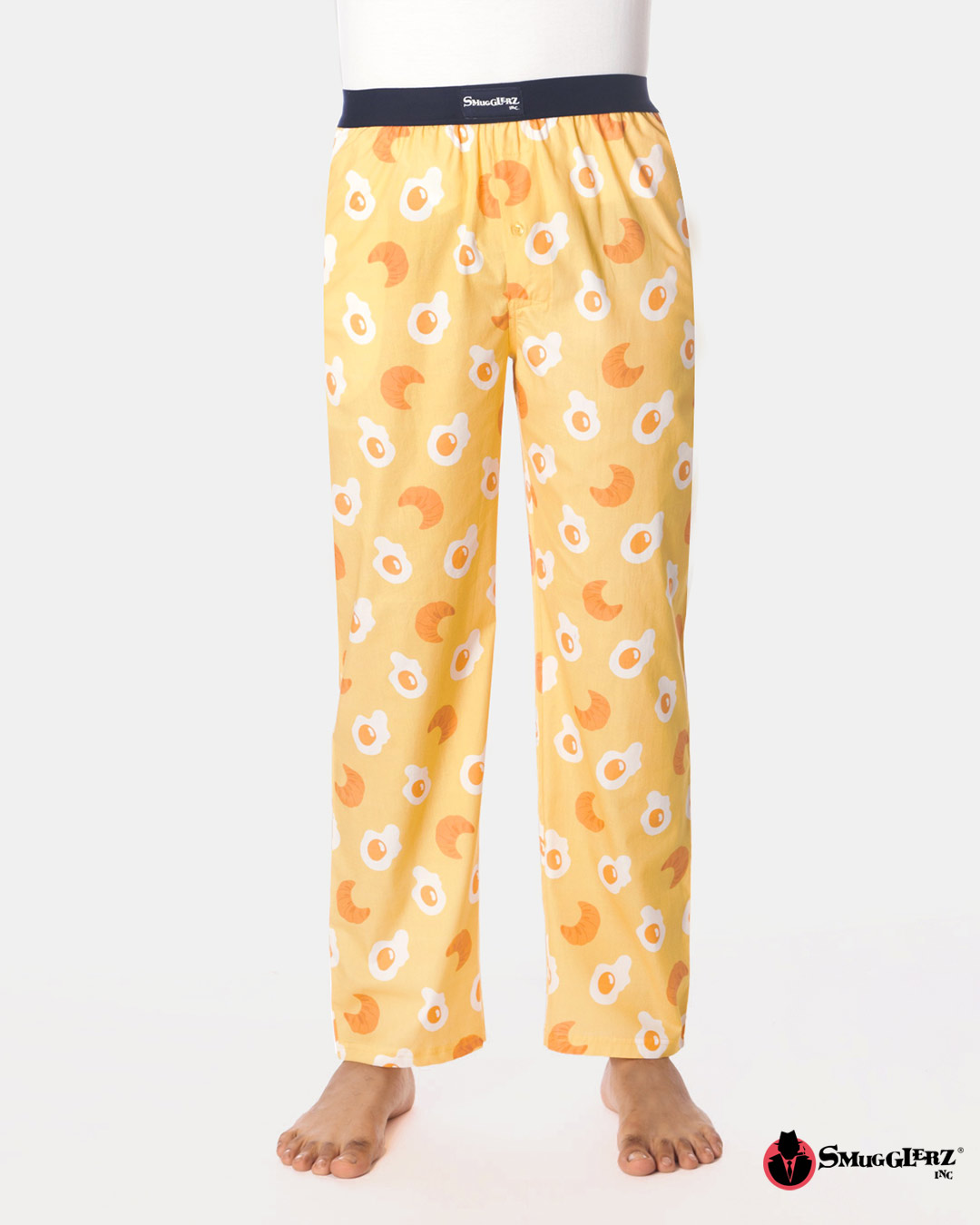 Buy Smugglerz Eggs & Croissants Pyjamas Yellow Online in India at Bewakoof