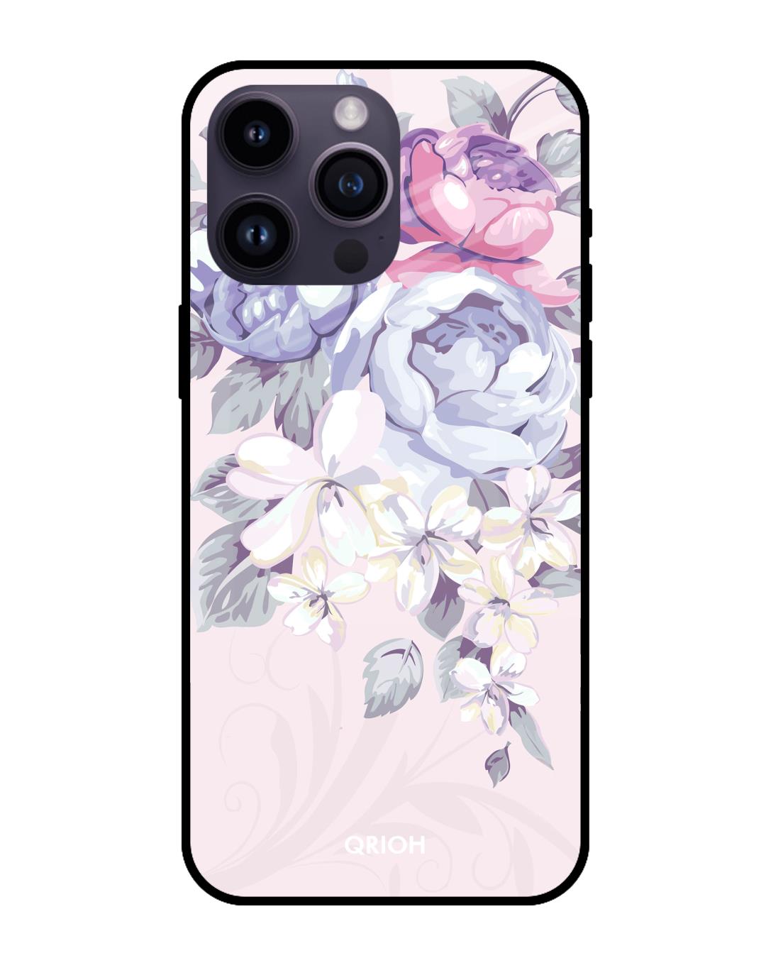 Buy Elegant Floral Printed Premium Glass Cover for Apple iPhone 14 Pro ...