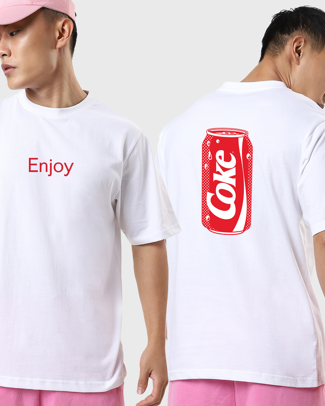 Buy Men's White Enjoy Coke Typography Oversized T-shirt Online at Bewakoof