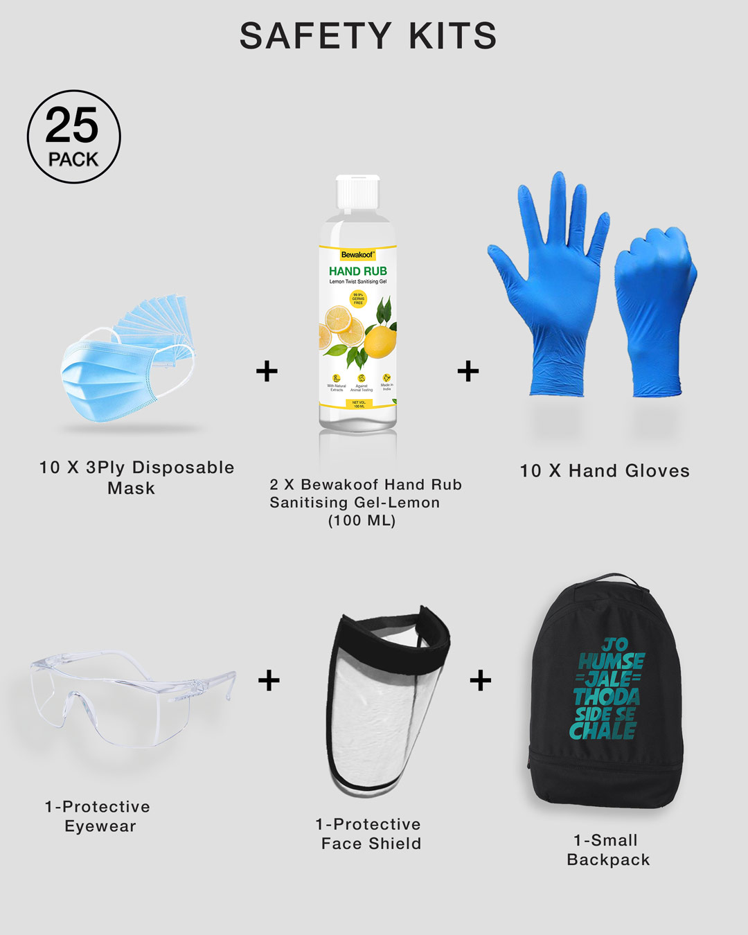 Buy Essential Combo Kit - (Surgical Mask,Sanitizer,HandGloves,Goggles ...