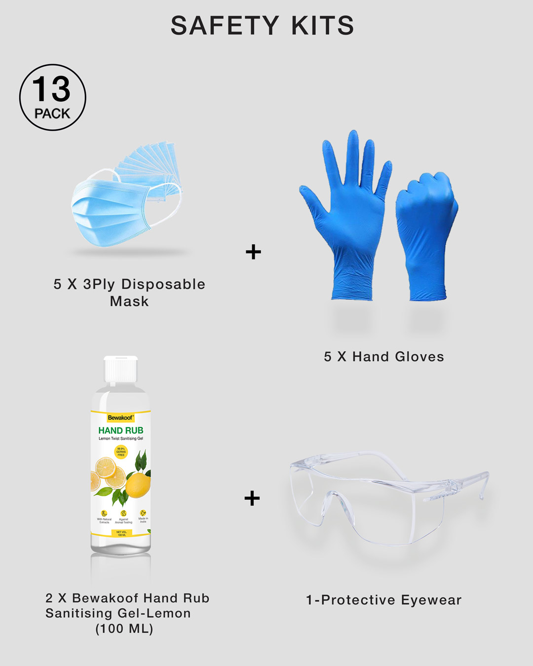 Buy Essential Combo Kit - (Surgical Mask,Sanitizer,Hand Gloves ...