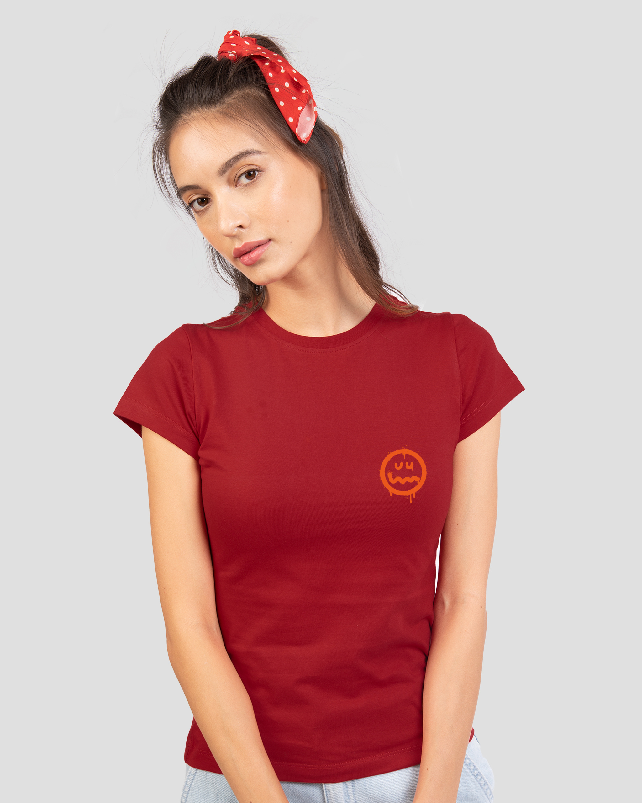 Buy Women's Red Eww Typography Slim Fit T-shirt Online at Bewakoof