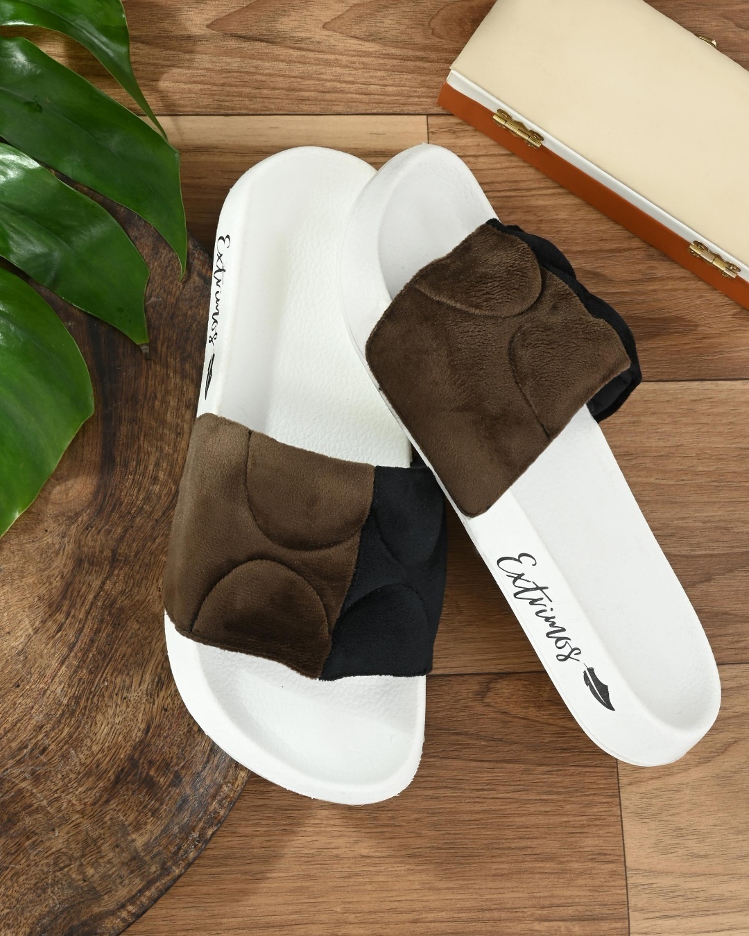 Buy Extrimos Men's Brown Color Blocked Sliders Online in India at Bewakoof
