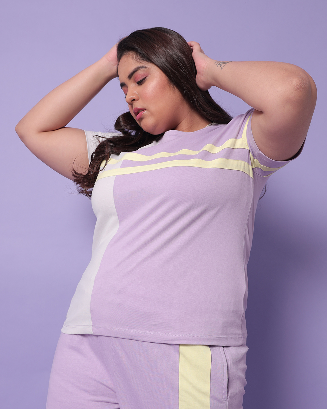 Buy Feel Good Lilac Plus Size Colorblock T-shirt Online at Bewakoof