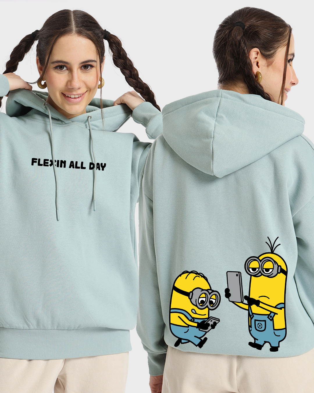 Buy Women's Cyan Flexin All Day Graphic Printed Oversized Sweatshirt ...