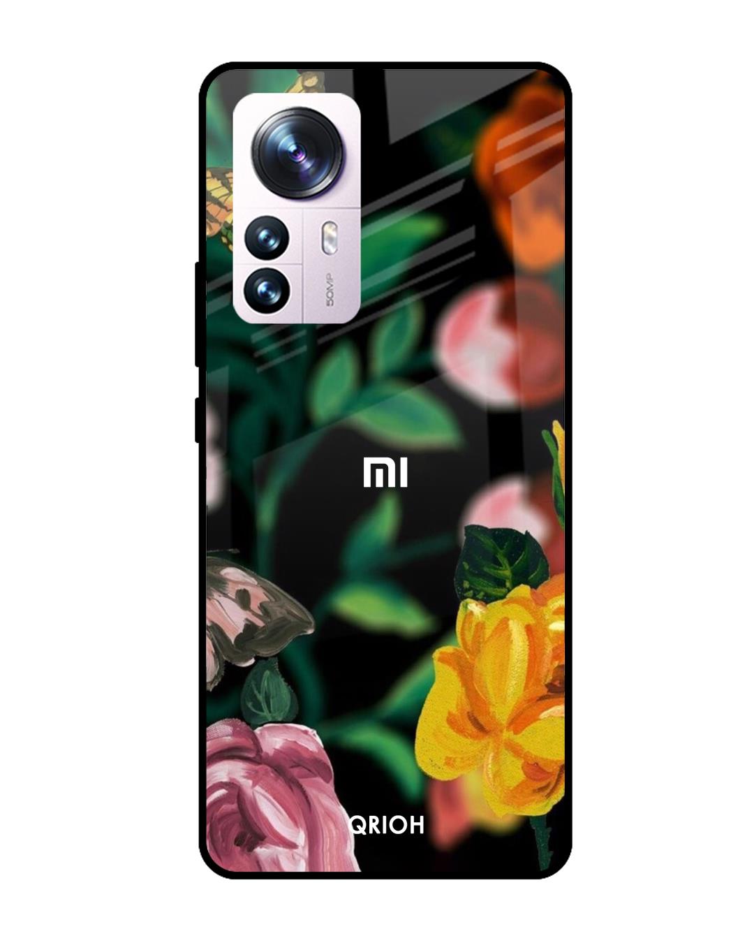 Buy Floral Printed Premium Glass Cover For Mi 12 Pro 5G (Impact ...