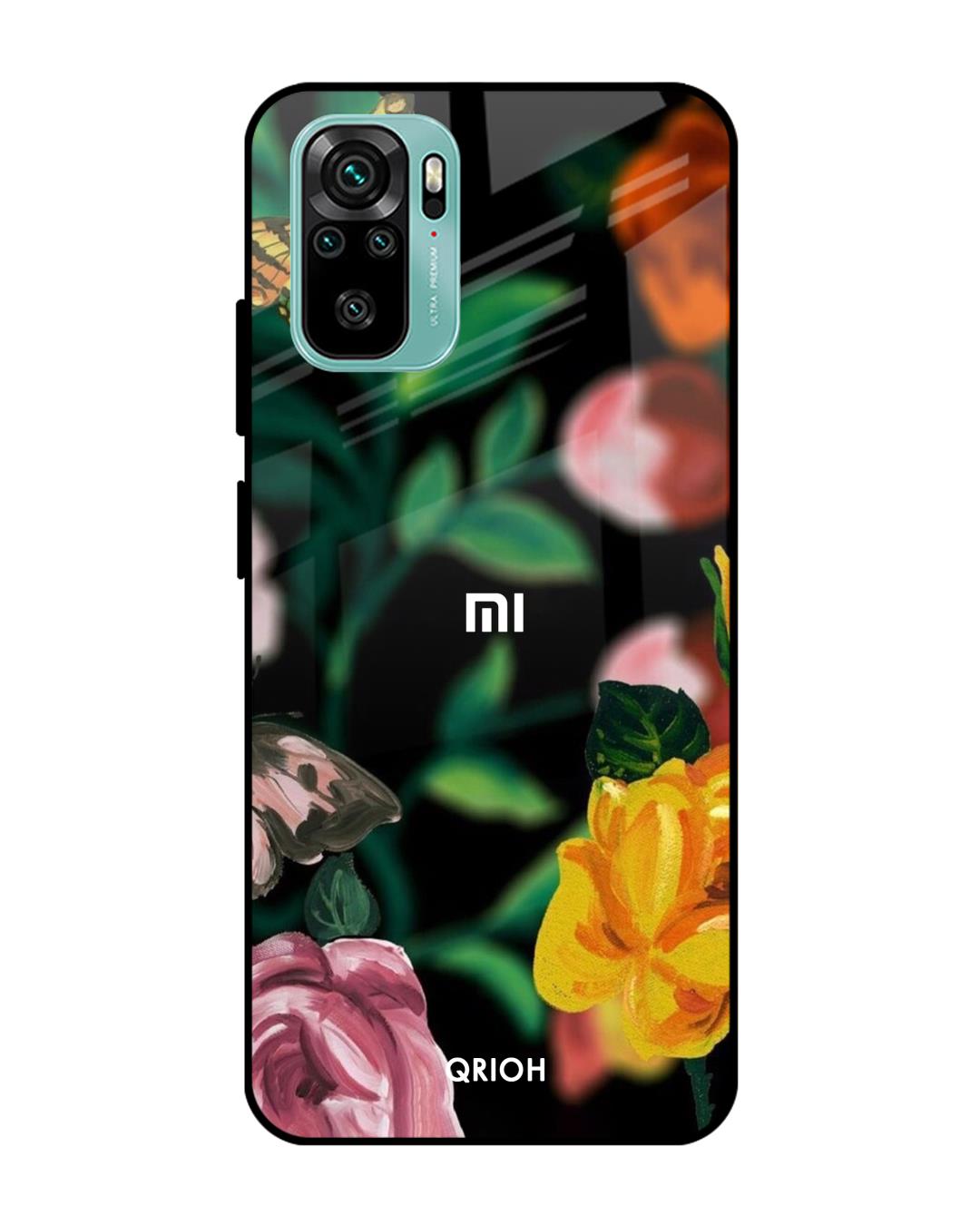 Buy Floral Printed Premium Glass Cover For Xiaomi Redmi Note 10 (Impact ...