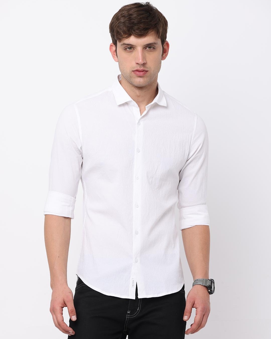 Buy Men's White Slim Fit Shirt Online at Bewakoof