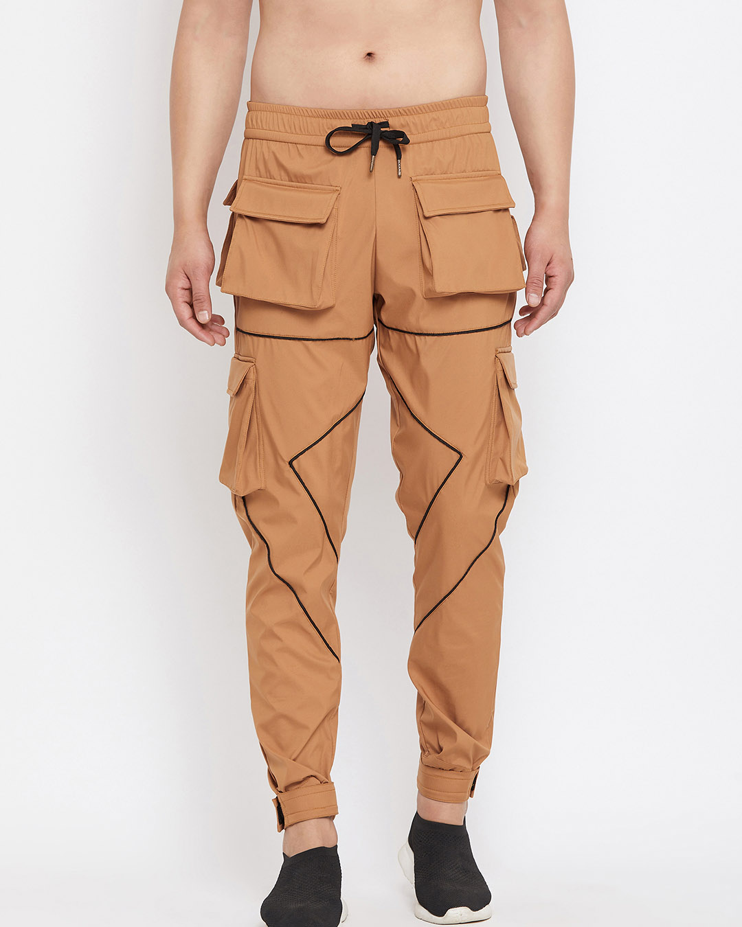 Buy Fugazee Camel Nylon Cargo Pocket Track Pants Online at Bewakoof