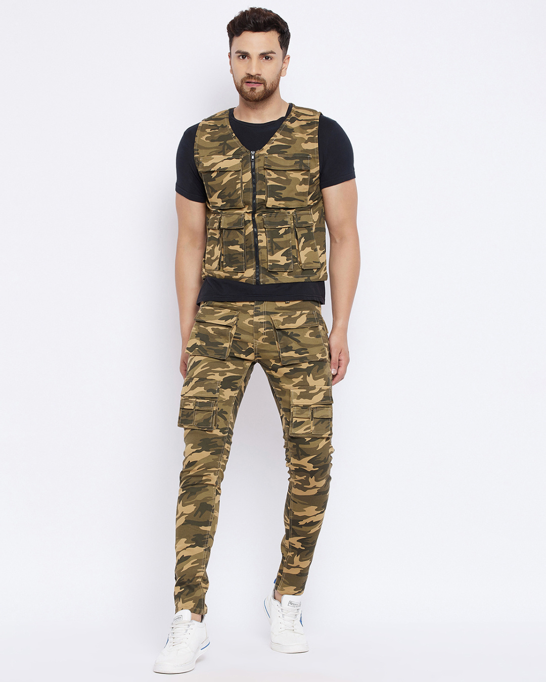 Buy Fugazee Men's Desert Camo Military Print Slim Fit Cargo jacket and ...
