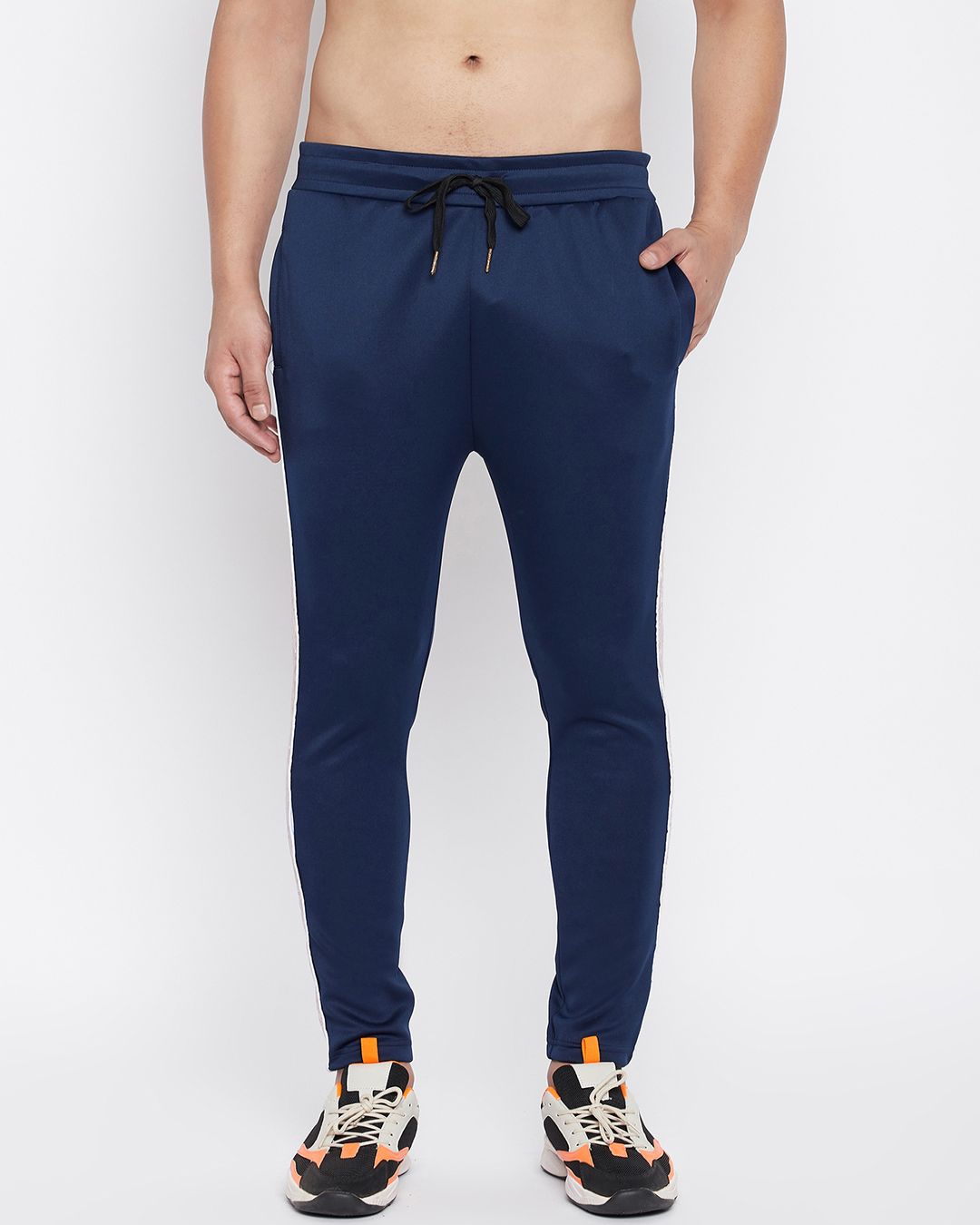 Buy Navy Scuba Velour Taped Sweatpant Online at Bewakoof