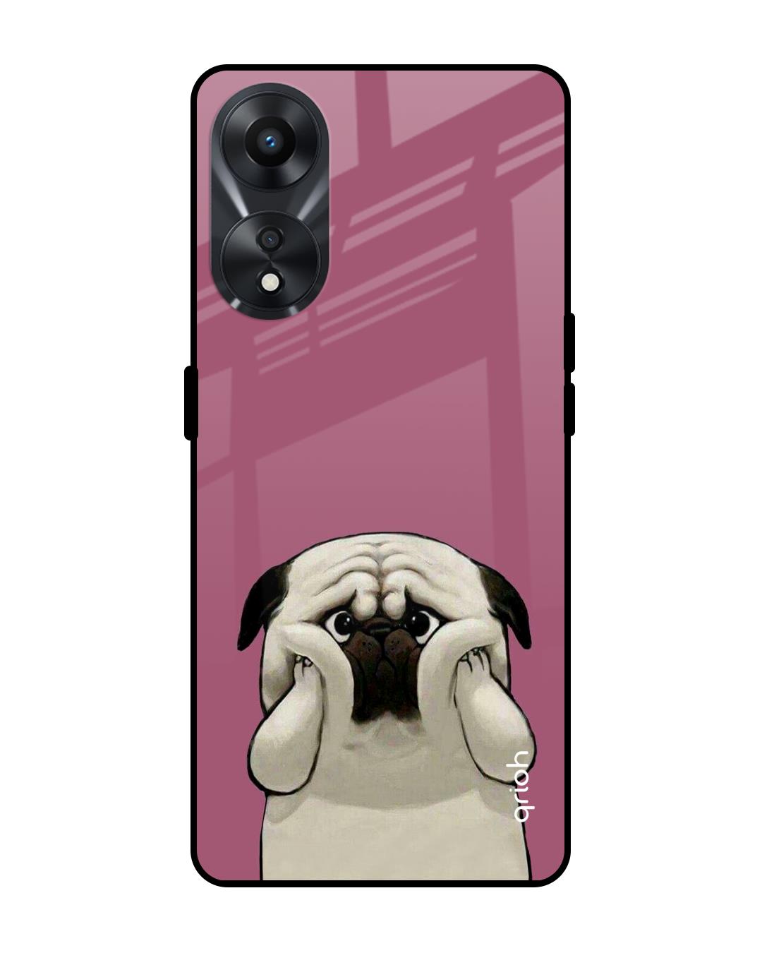 Buy Funny Pug Face Premium Glass Case for Oppo A78 5G (Shock Proof ...