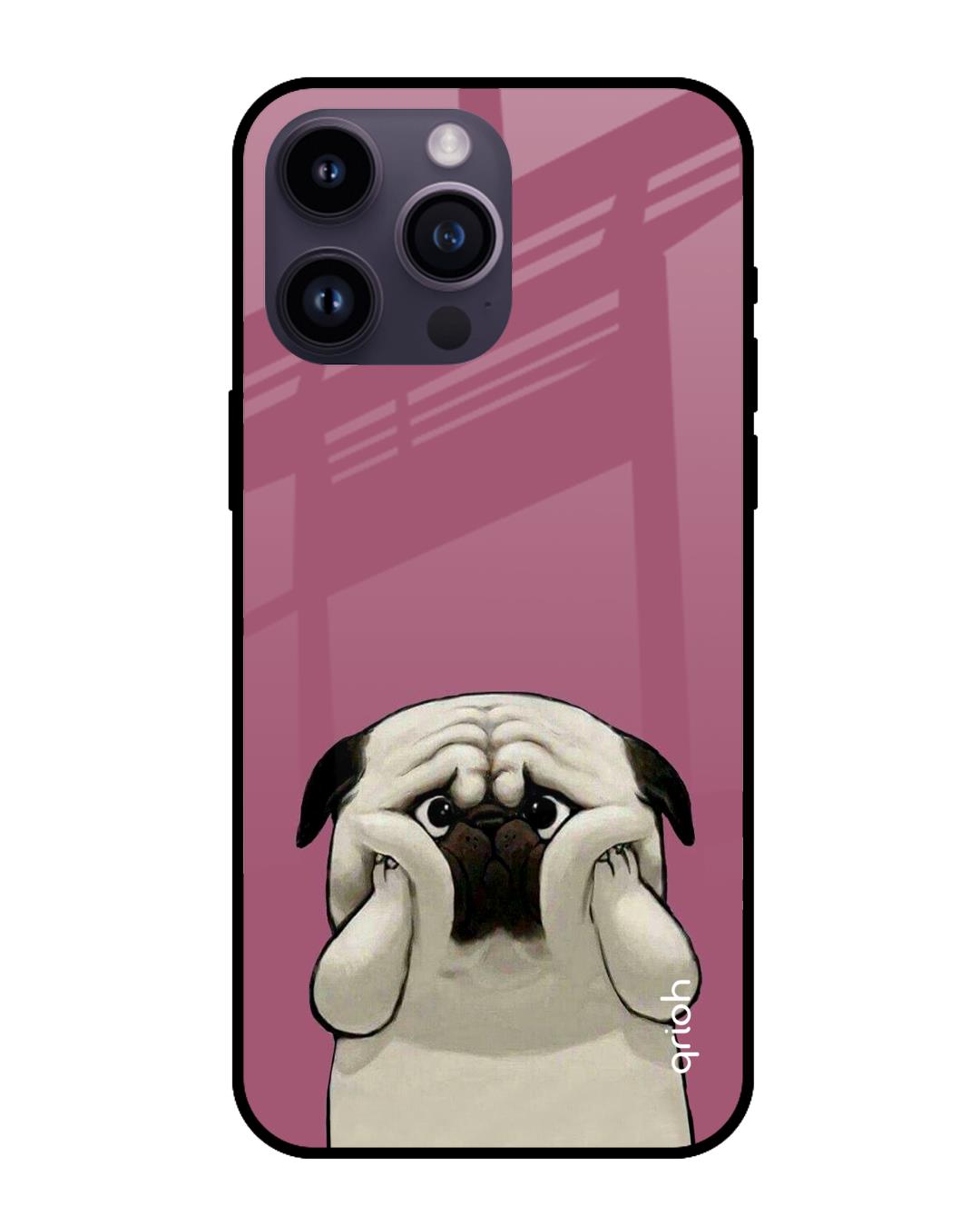 Buy Funny Pug Face Printed Premium Glass Cover for Apple iPhone 14 Pro ...