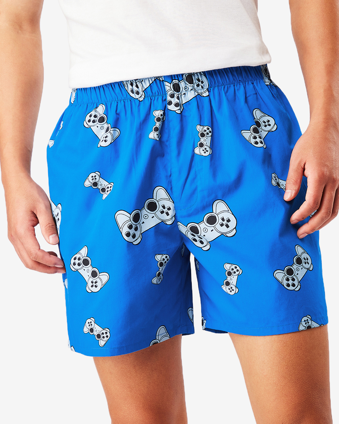 Buy Men's Blue All Over Game Consoles Printed Boxers Online in India at ...