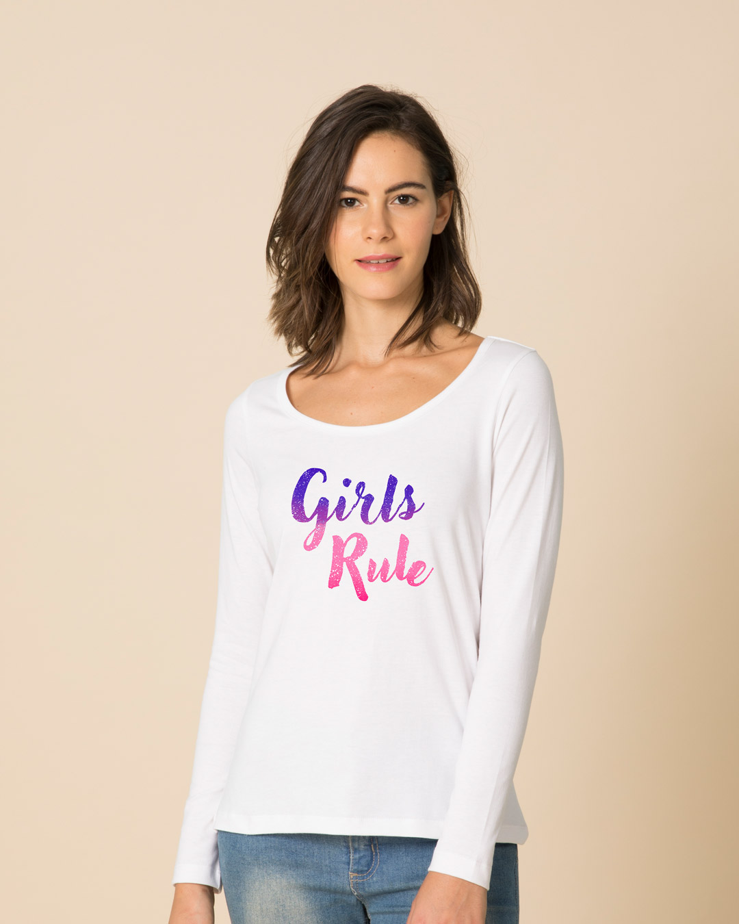 Buy Girls Rule Scoop Neck Full Sleeve T-Shirt Online at Bewakoof