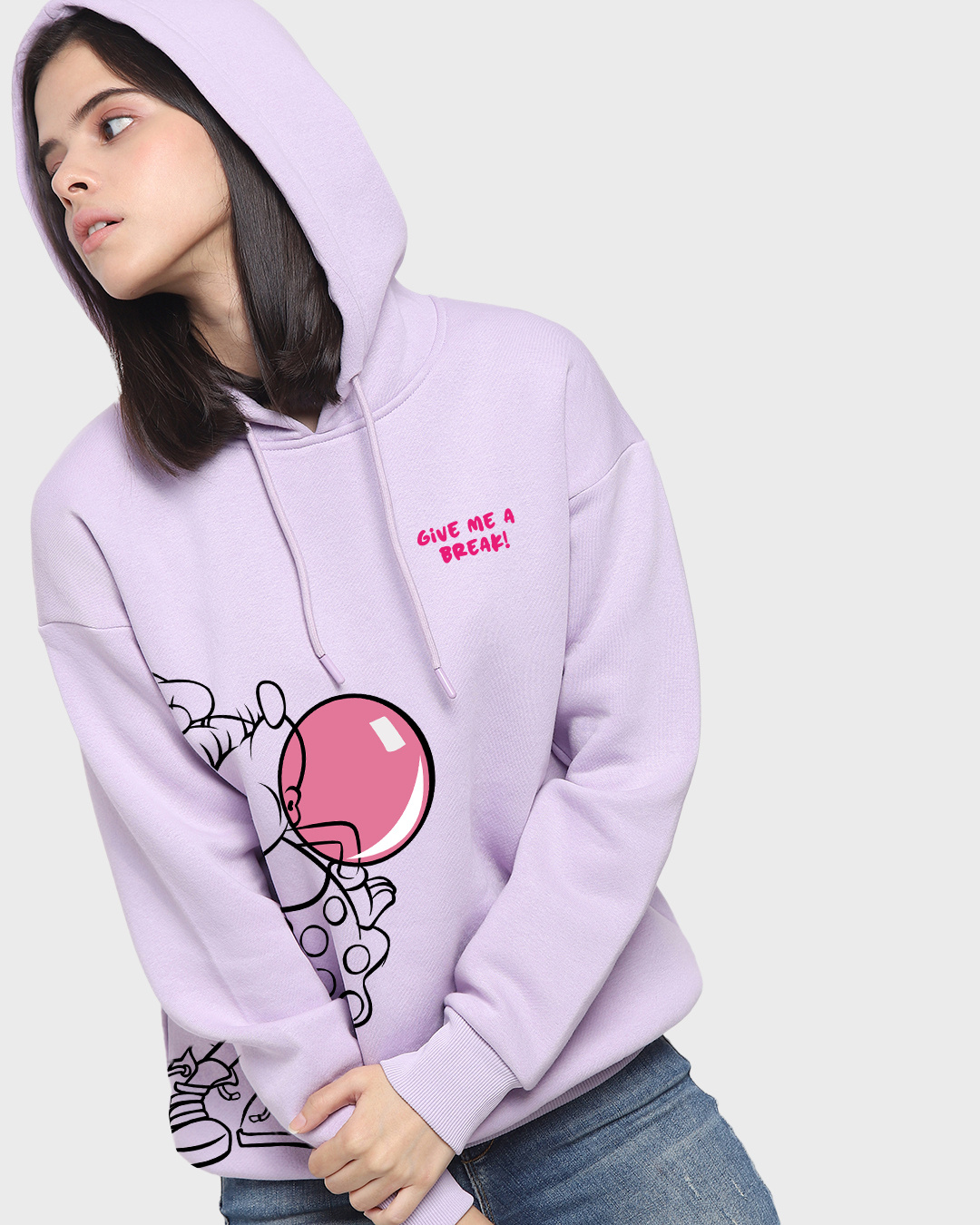 Buy Women's Purple Give Me Break Graphic Printed Oversized Hoodies ...