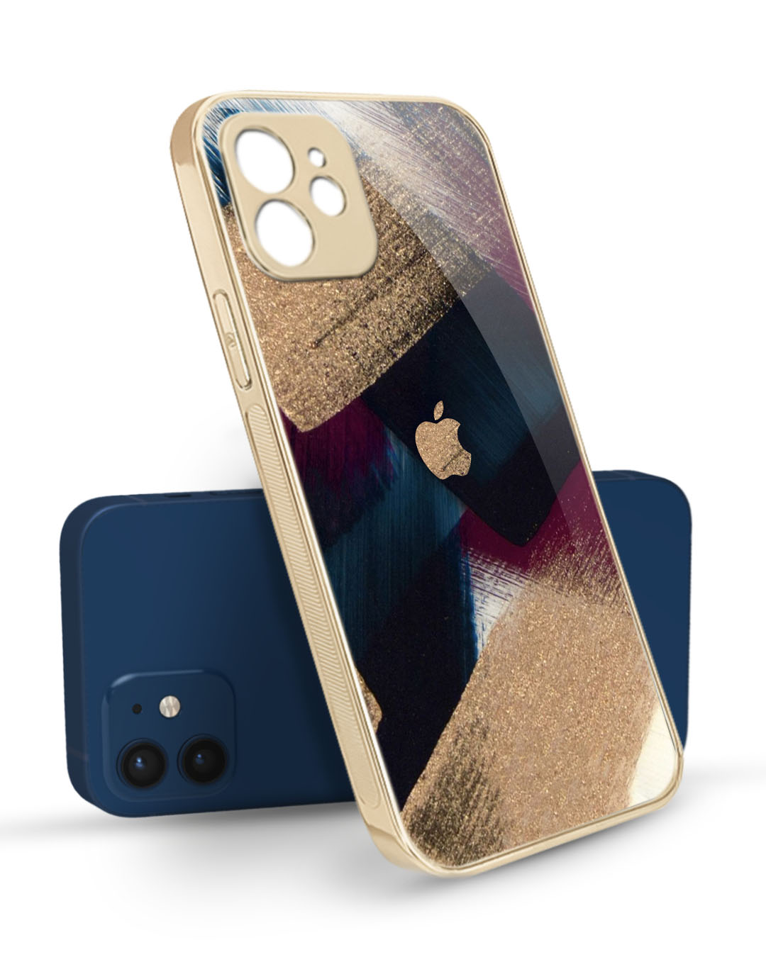 Buy Glitter Stroke Gold Logo Metallic Gold Premium Glass Case for Apple ...