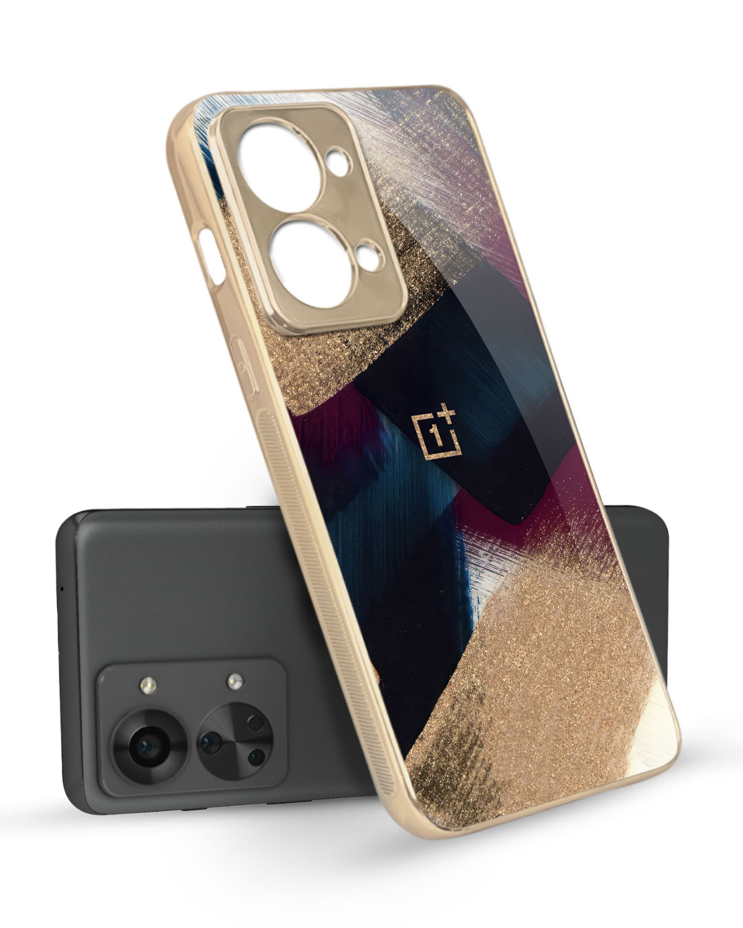 Buy Glitter Stroke Gold Logo Metallic Gold Premium Glass Case for ...