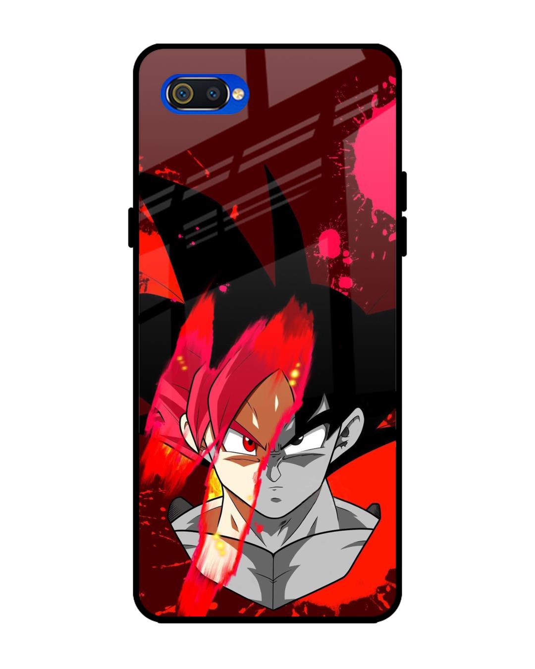 Buy Goku Red Splash Premium Glass Case for Realme C2 (Shock Proof ...