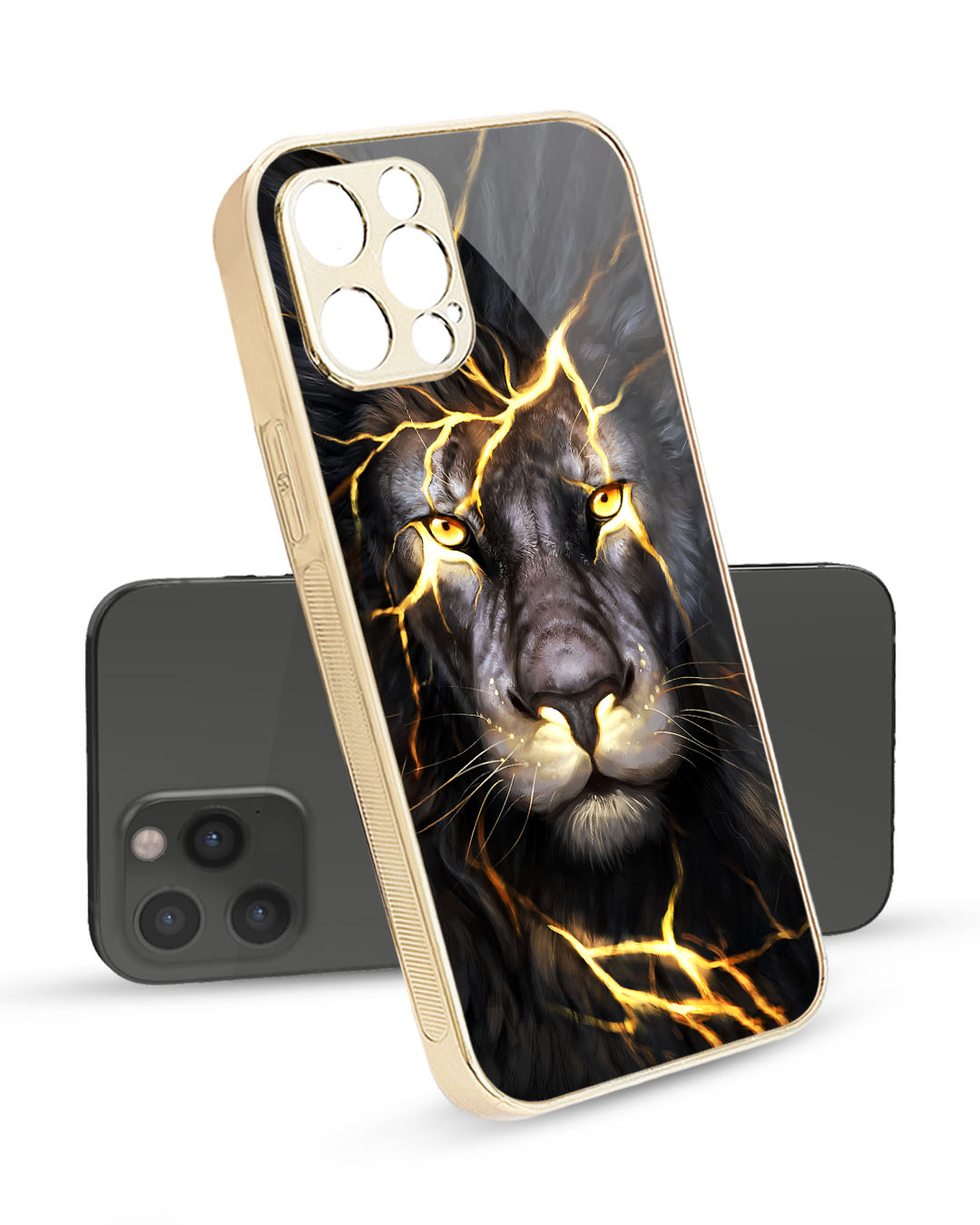 Buy Golden Grey Tiger Metallic Gold Premium Glass Case for Apple iPhone ...