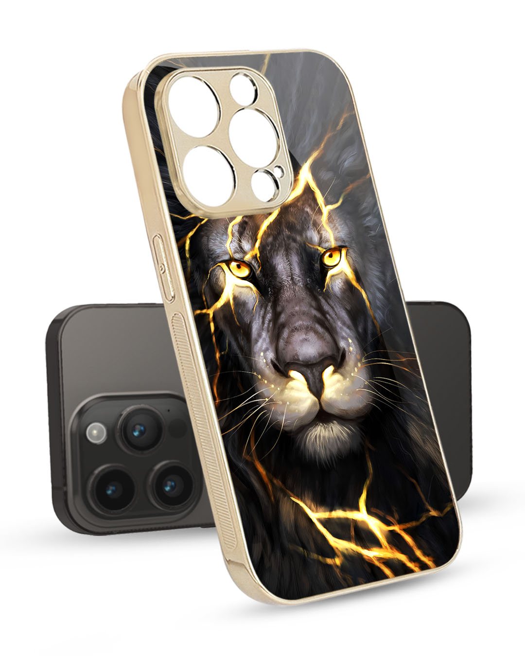 Buy Golden Grey Tiger Metallic Gold Premium Glass Case for Apple iPhone ...