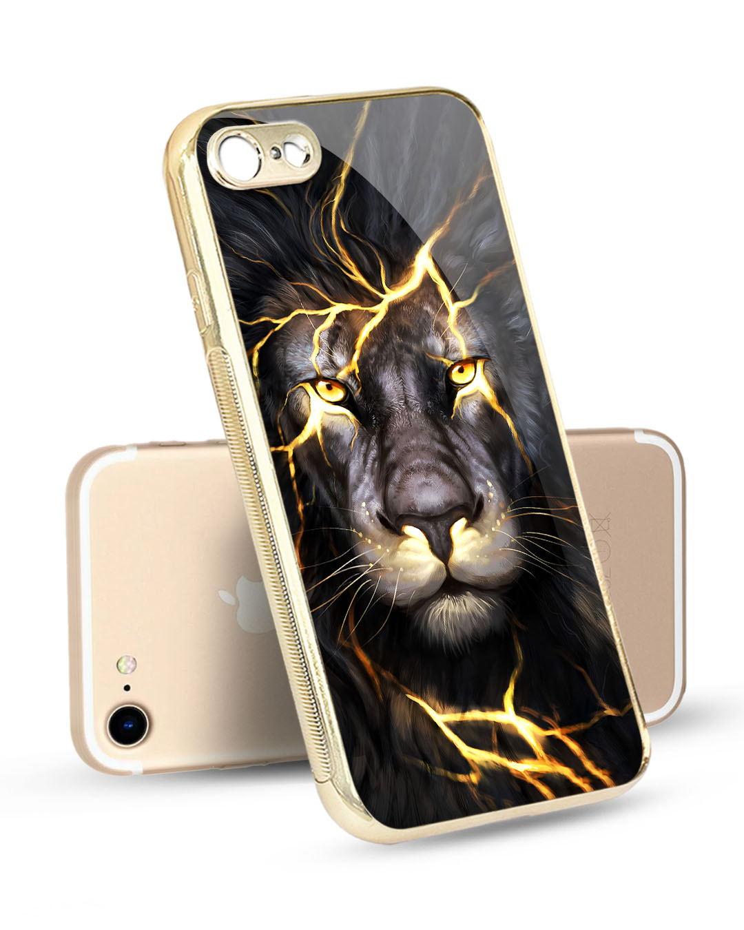 Buy Golden Grey Tiger Metallic Gold Premium Glass Case for Apple iPhone ...