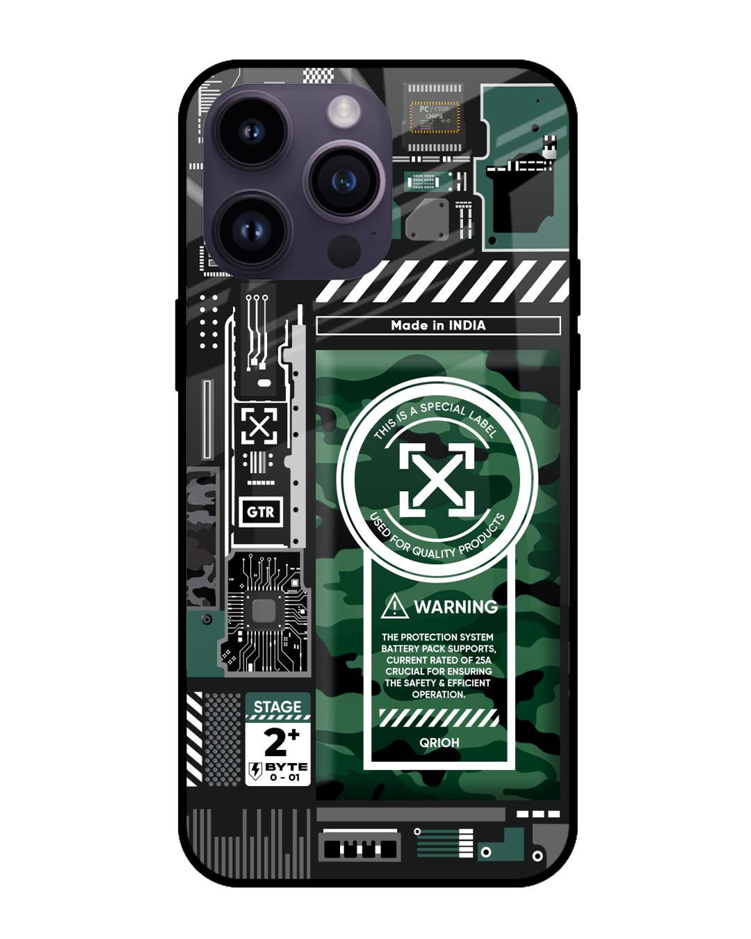 Buy Green Camo Circuit Premium Glass Cover for Apple iPhone 14 Pro Max ...