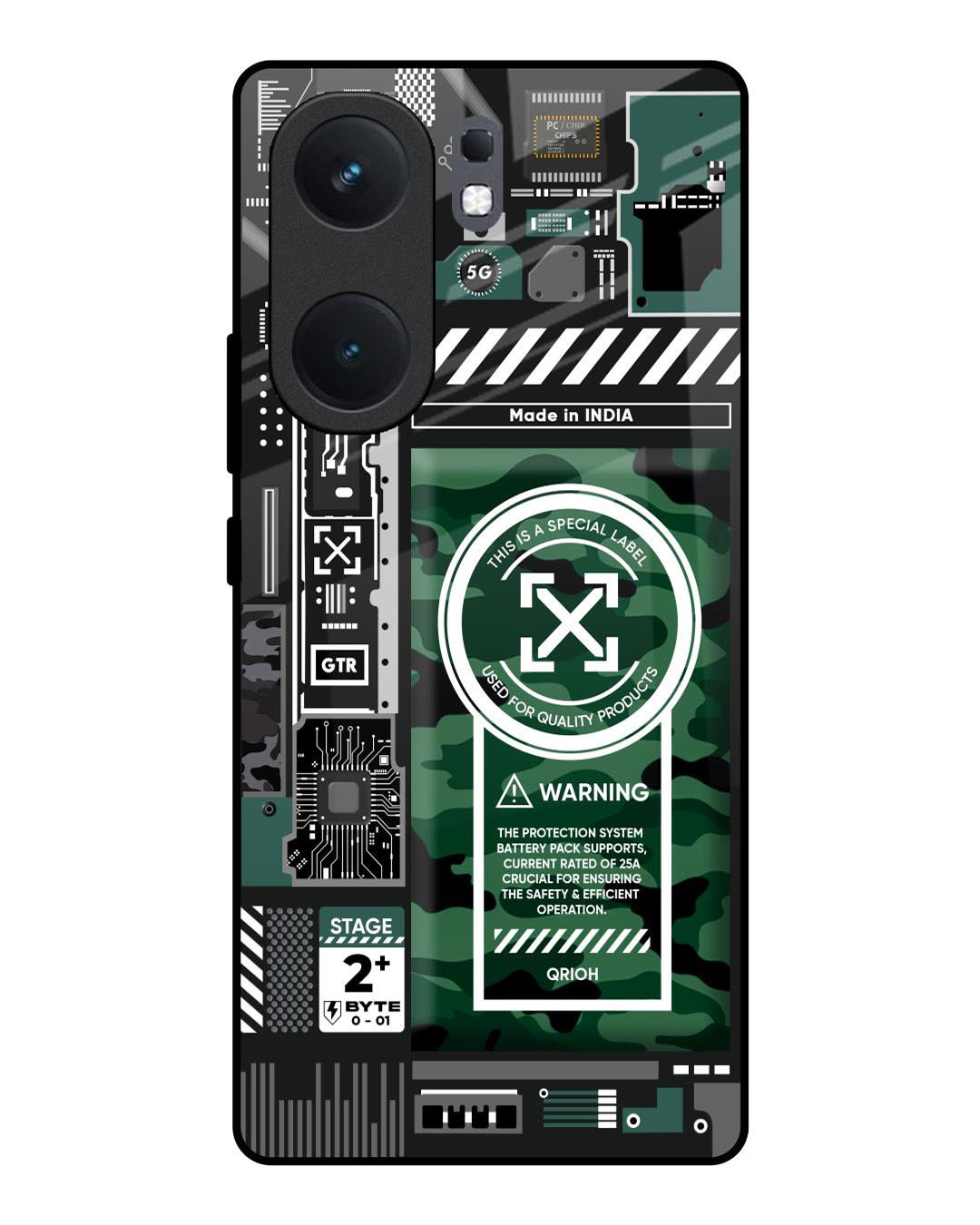 Buy Green Camo Circuit Premium Glass Cover for IQOO Neo 9 Pro(Shock ...