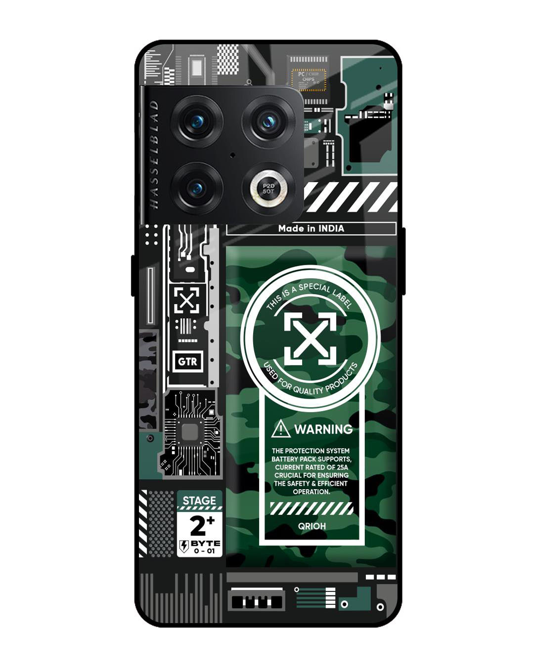 Buy Green Camo Circuit Premium Glass Cover for OnePlus 10 Pro(Shock ...