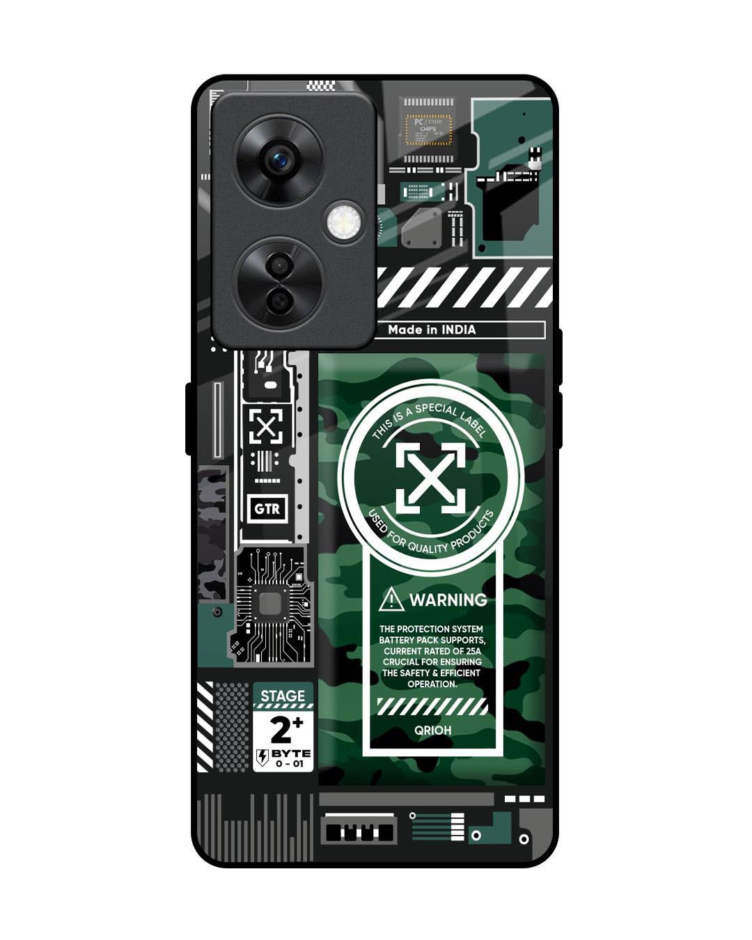 Buy Green Camo Circuit Premium Glass Cover for OnePlus Nord CE 3 Lite ...