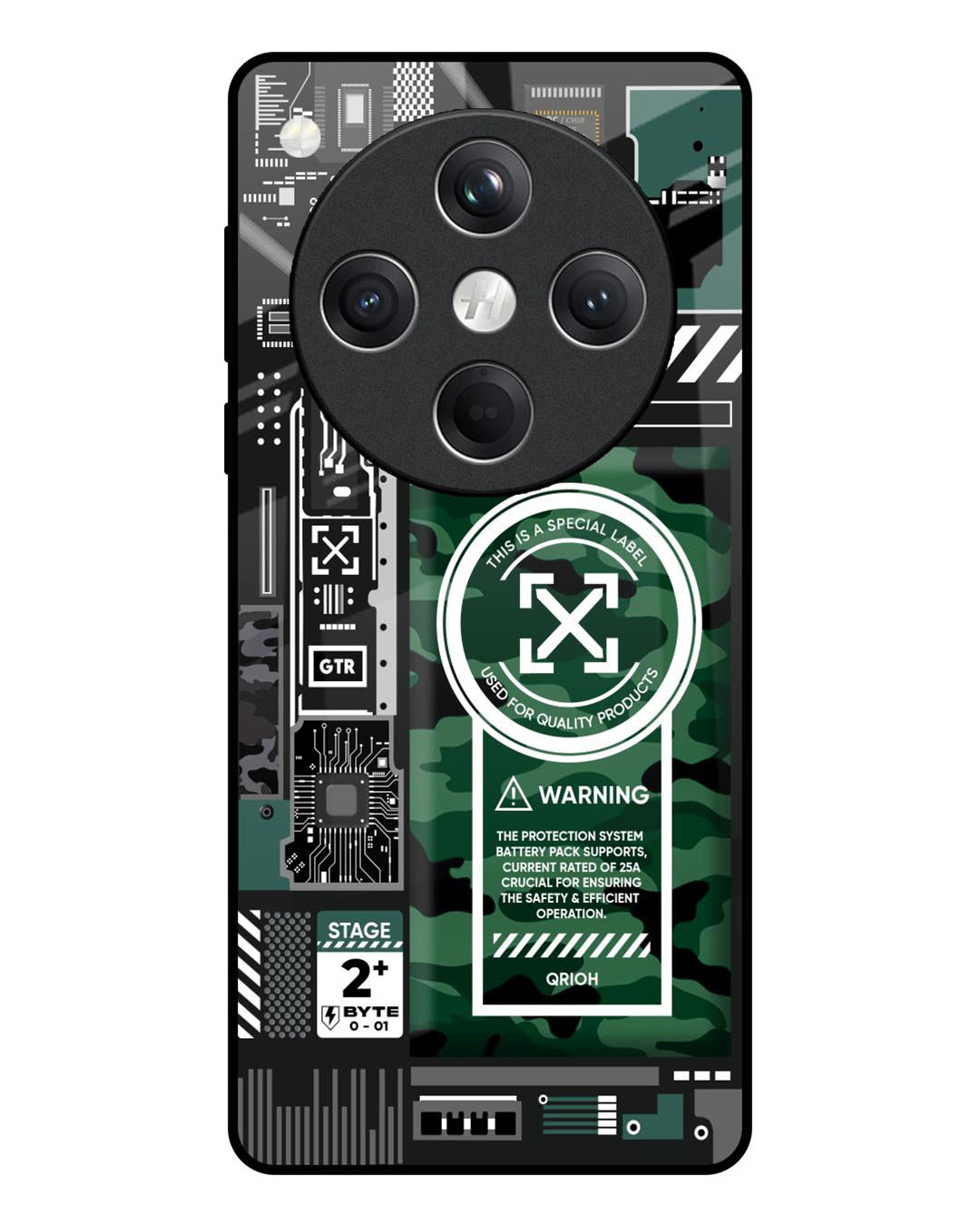 Buy Green Camo Circuit Premium Glass Cover for Oppo Find X8 5G(Shock ...