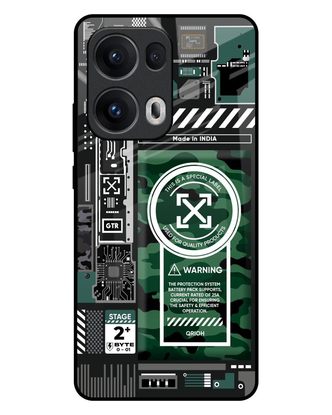 Buy Green Camo Circuit Premium Glass Cover for Oppo Reno13 Pro 5G(Shock ...