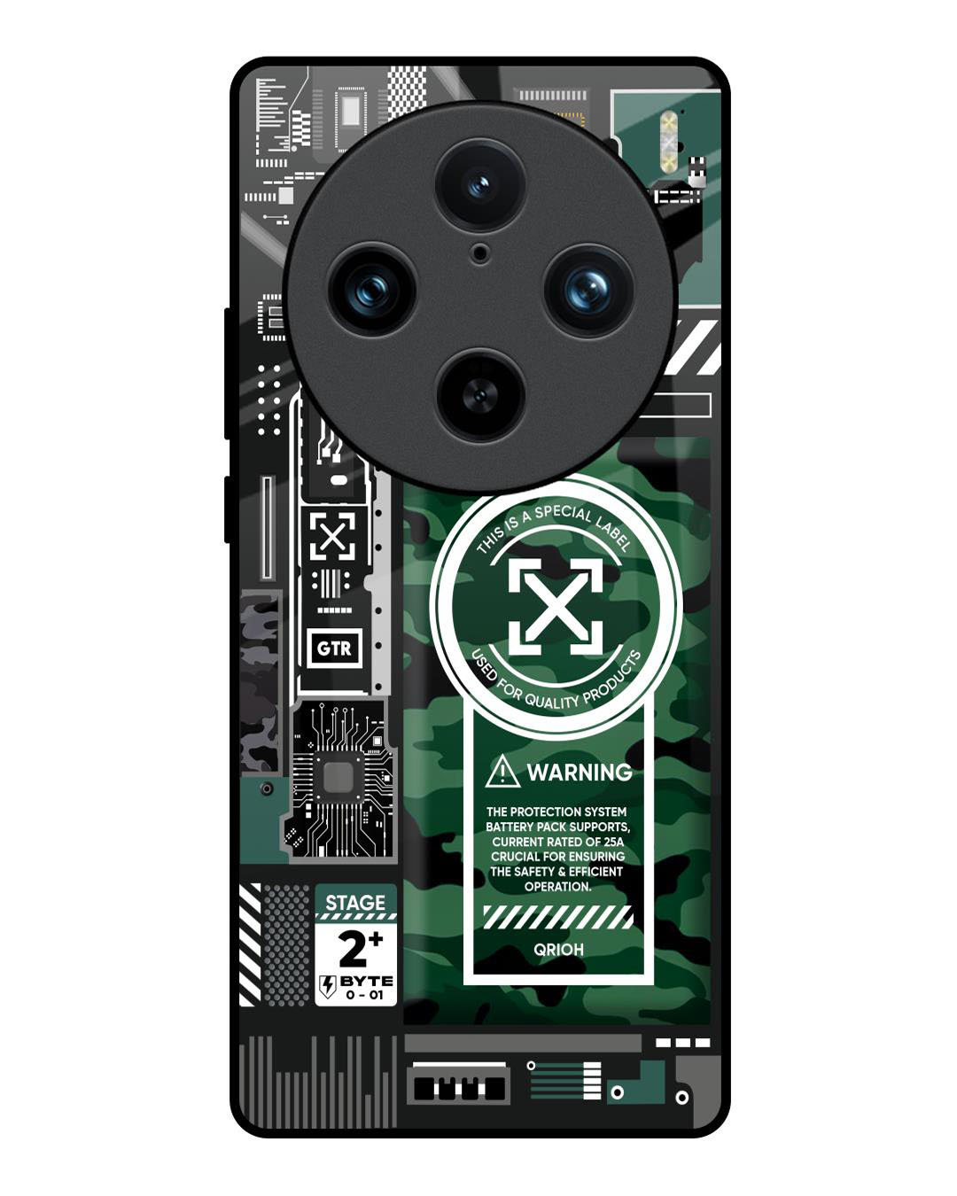 Buy Green Camo Circuit Premium Glass Cover for Vivo X100 Pro 5G(Shock ...