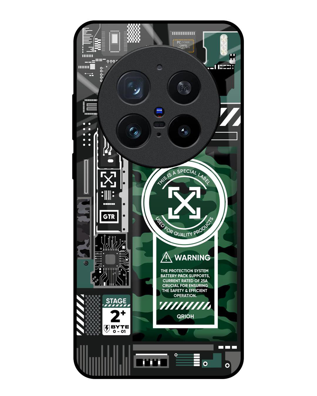 Buy Green Camo Circuit Premium Glass Cover for Vivo X200 Pro 5G(Shock ...