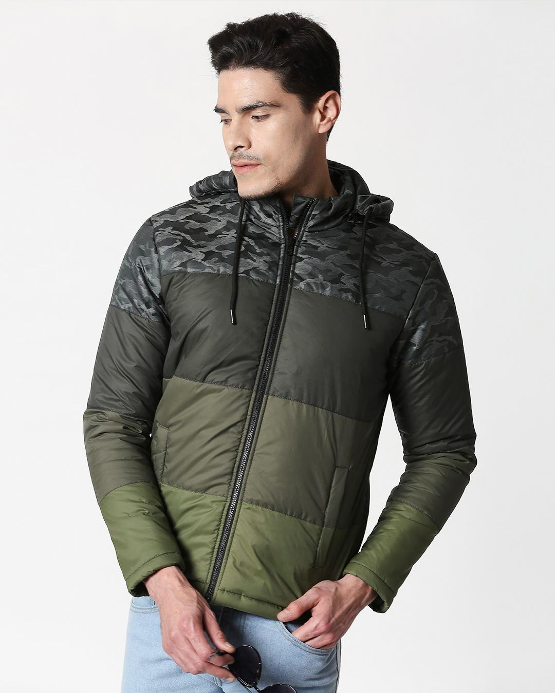 Buy Men's Multicolor Puffer Jacket With Detachable Hood Online at Bewakoof