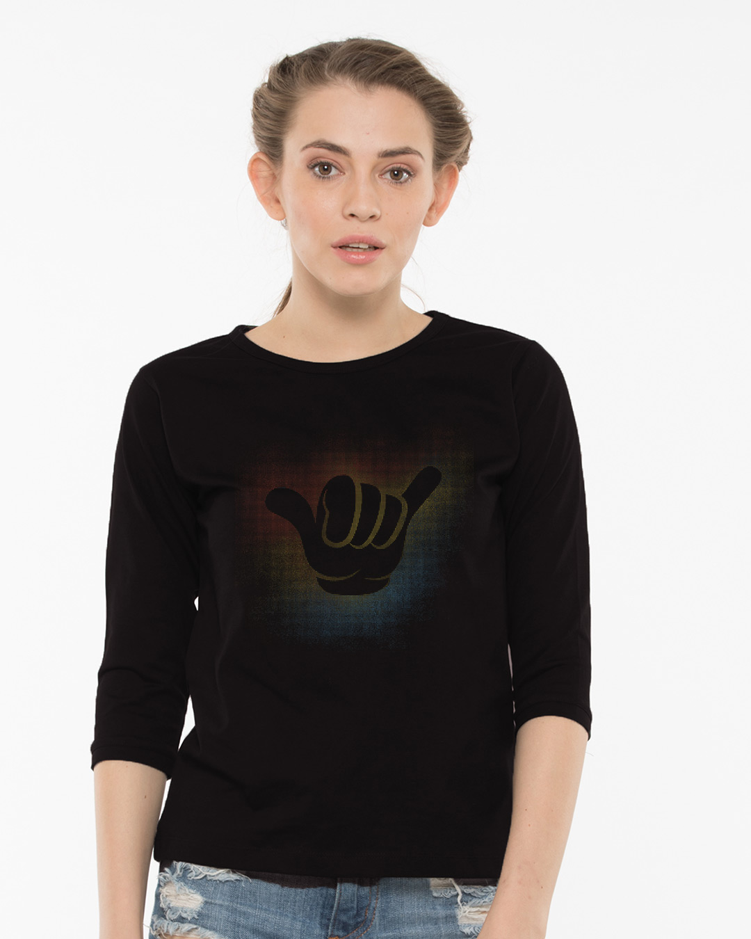 Buy Hang Loose Round Neck 3/4th Sleeve T-Shirt Online at Bewakoof
