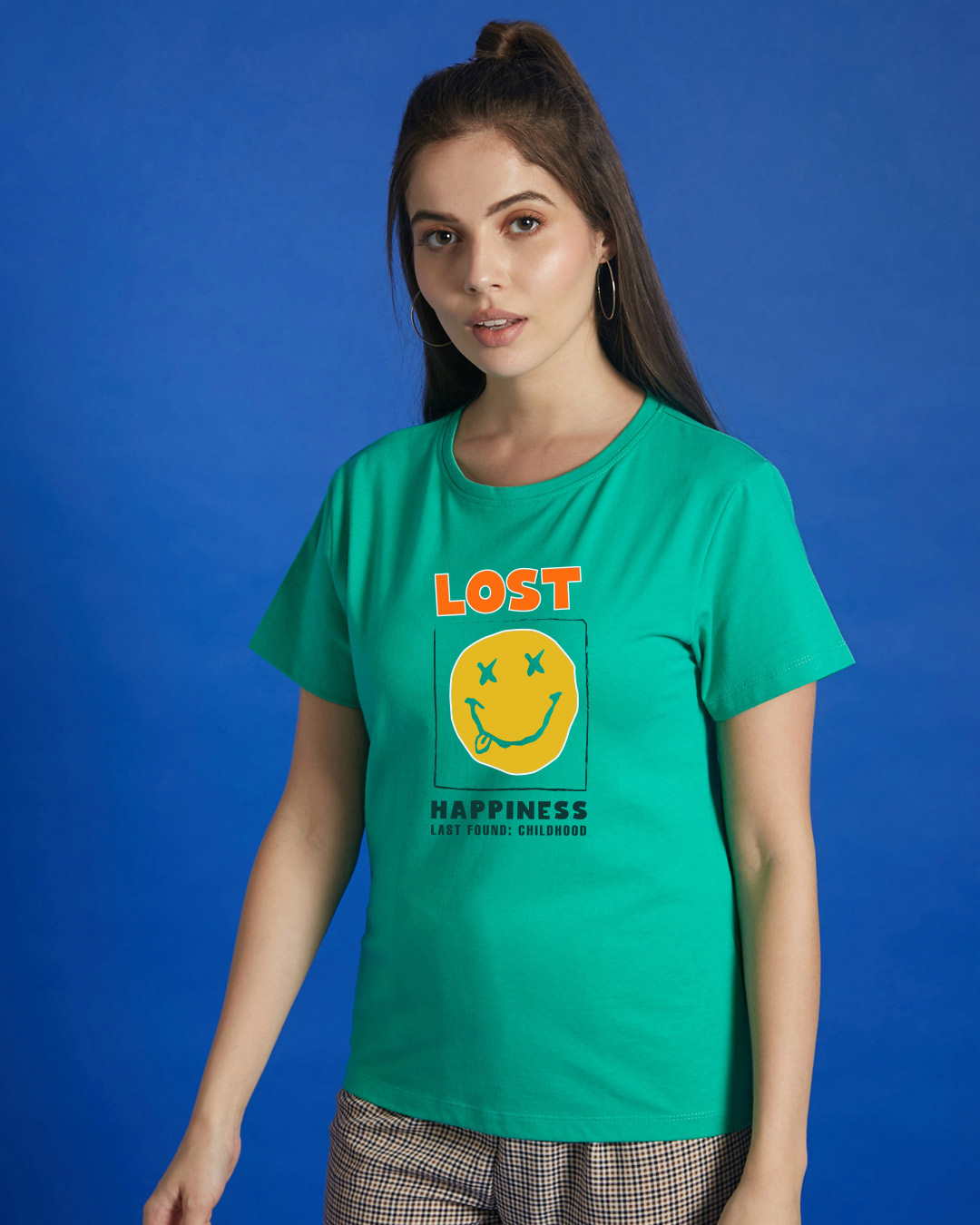 Buy Women's Green Happiness Lost Graphic Printed T-shirt Online at Bewakoof