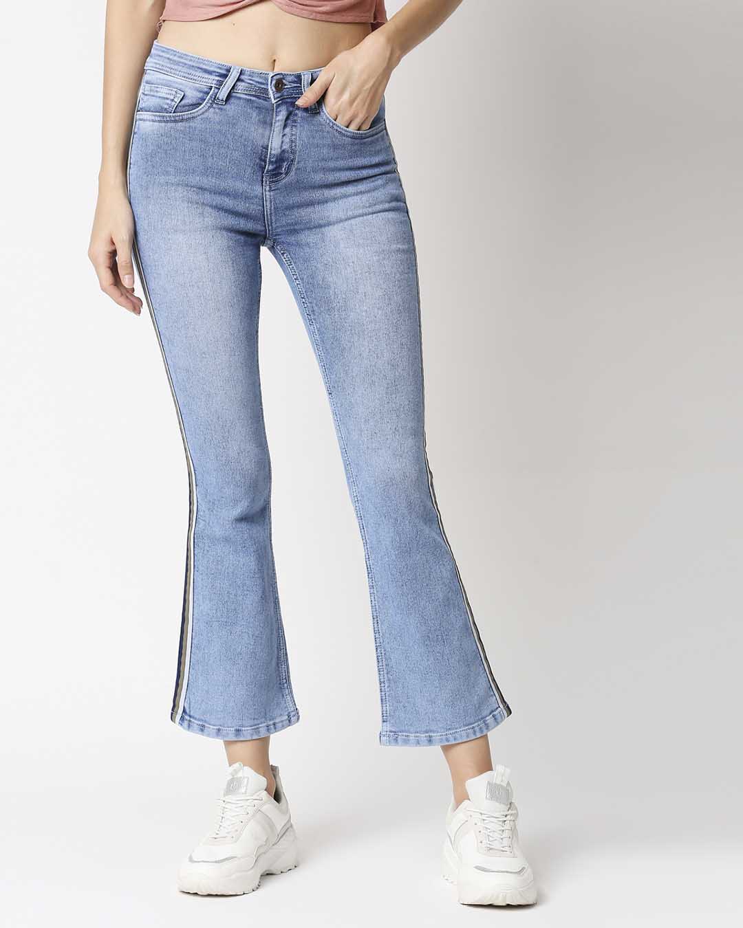 Buy High Star Women Boot Cut Fit High-Rise Clean Look Cropped Jeans ...