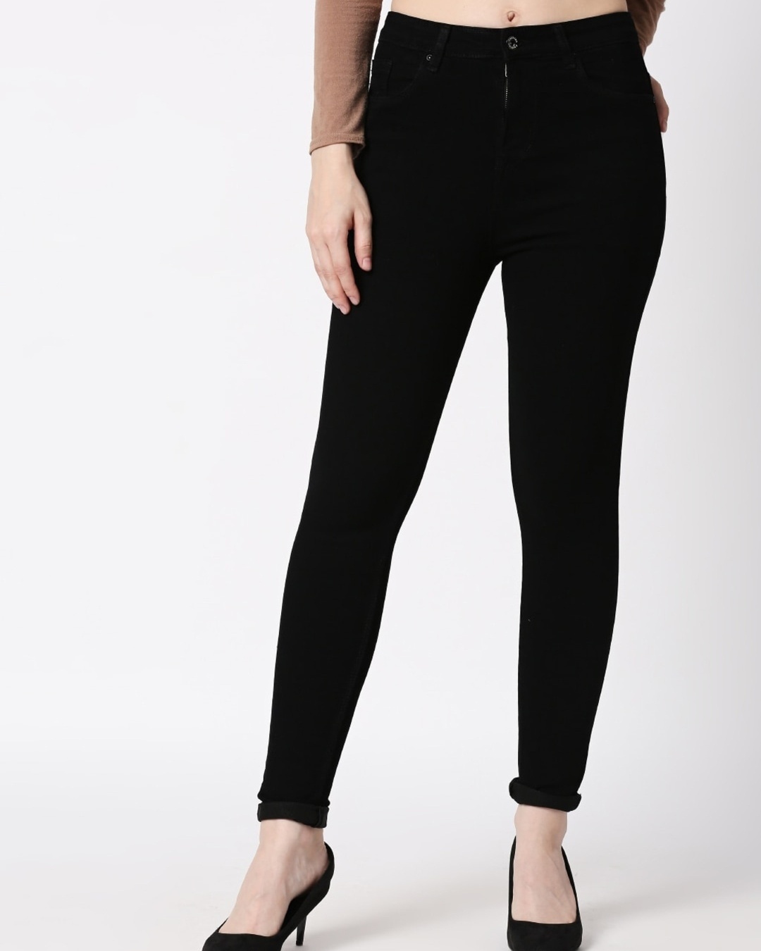 Buy High Star Women's Black Skinny Fit High Rise Jeans for Women Black ...