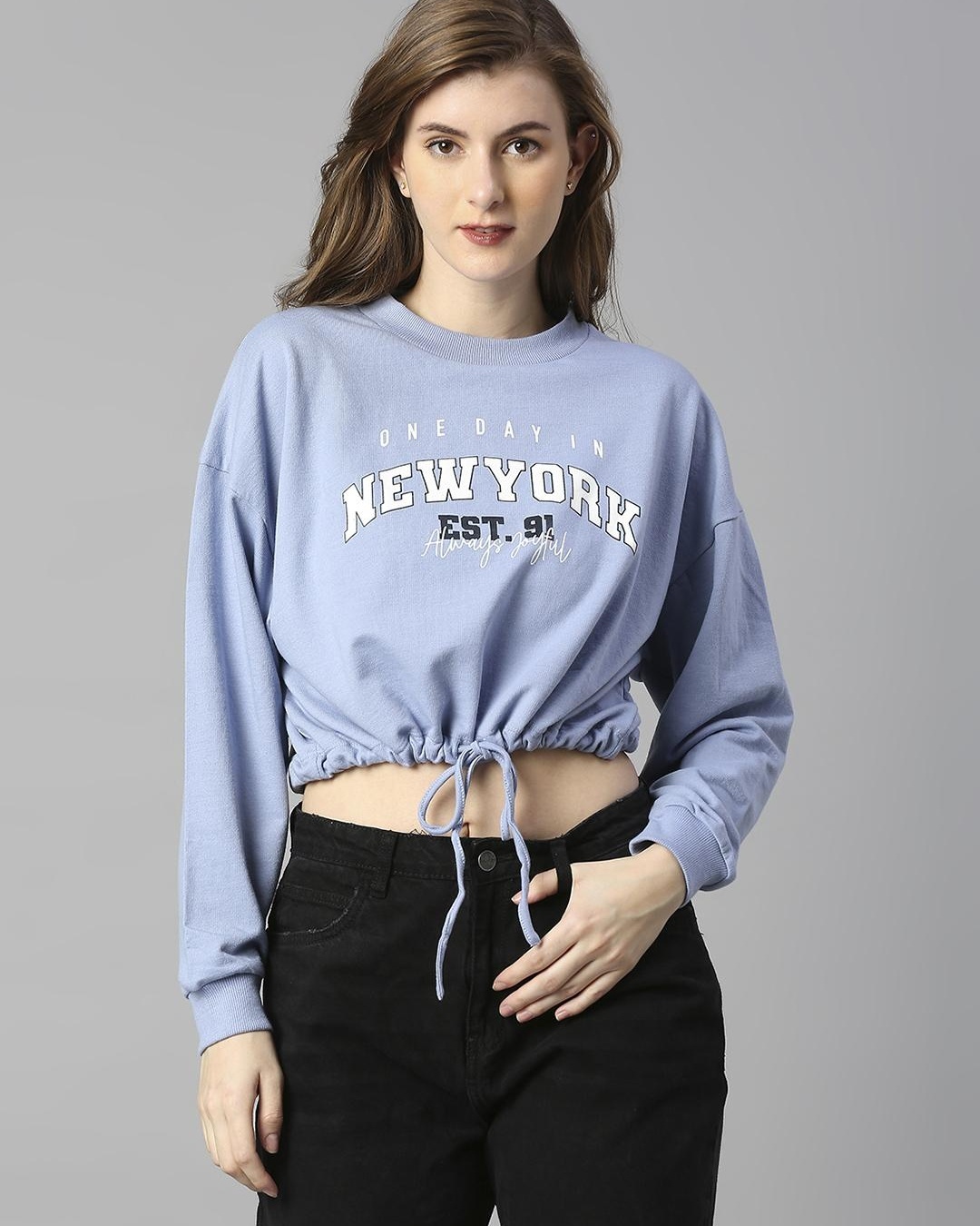 Buy Hubberholme Women's Blue Typographic Sweatshirt Online at Bewakoof