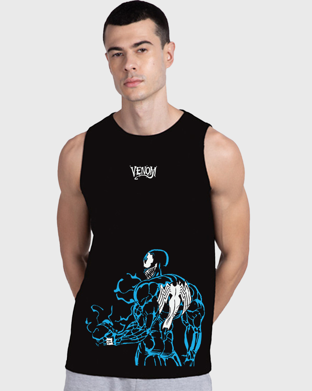 Buy Men's Black Hyper Venom Graphic Printed Vest Online at Bewakoof