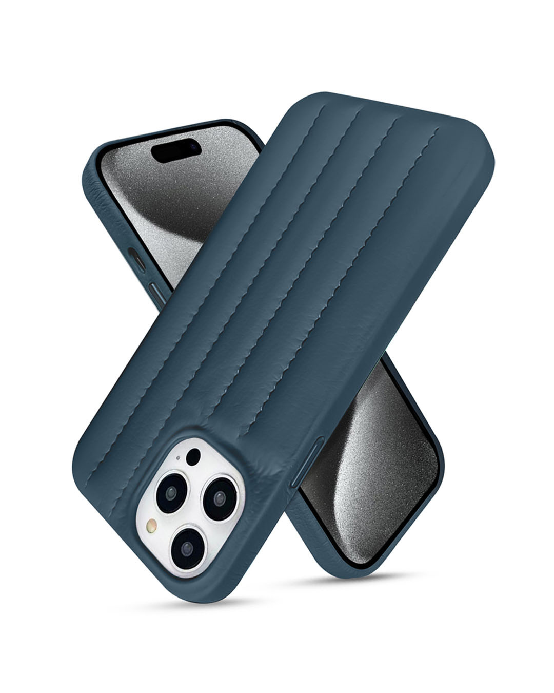 Buy Indigo Blue Stitch Leather Case for Apple iPhone 15 Pro Online in ...