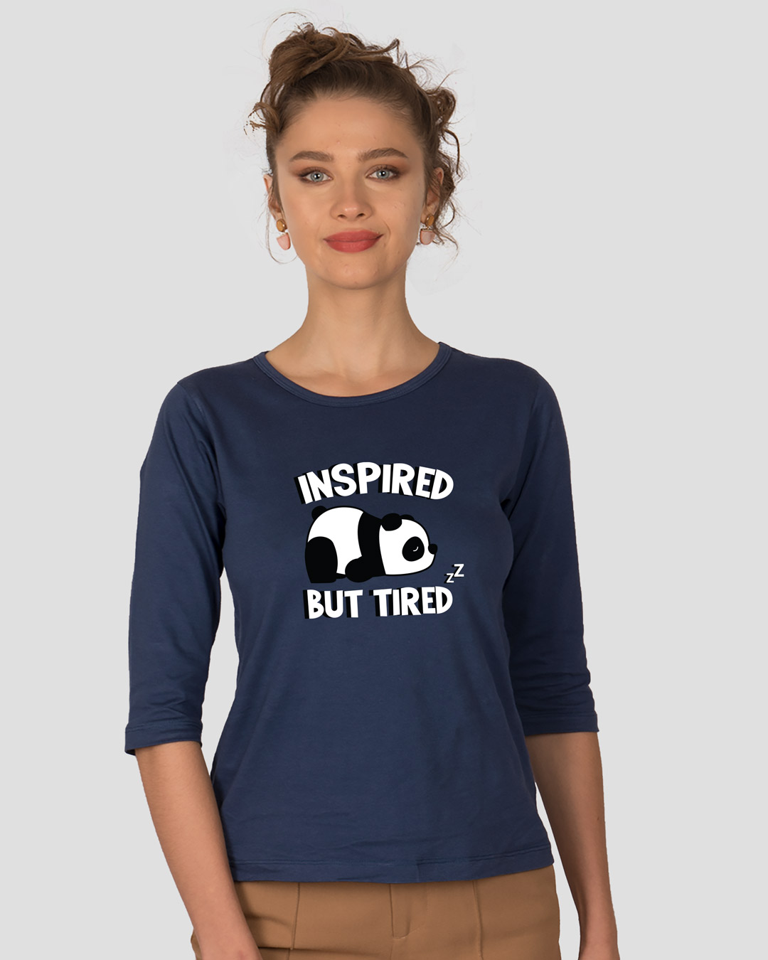 Buy Inspired But Tired Round Neck 3/4th Sleeve T-Shirt Online at Bewakoof