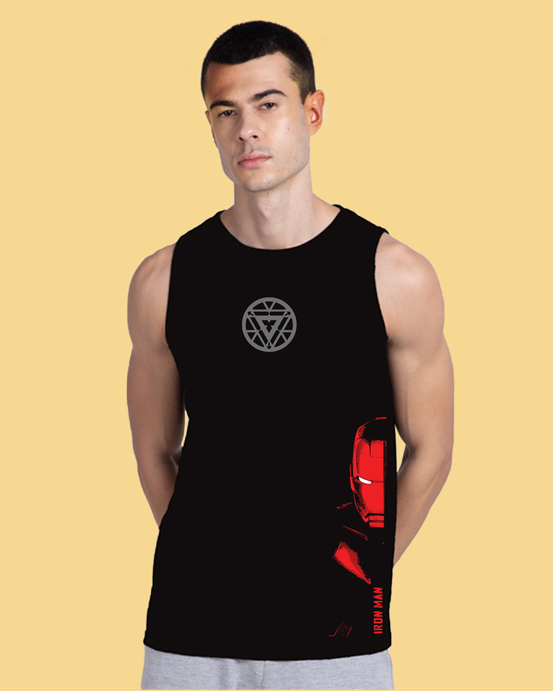 Buy Men's Black Iron Face Graphic Printed Vest Online at Bewakoof