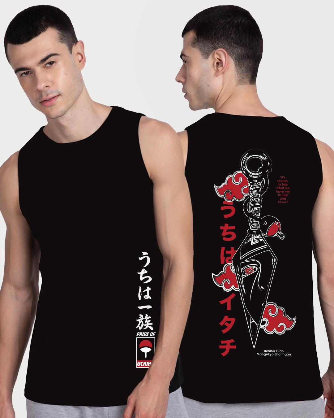 Buy Men's Black Itachi of the Sharingan Graphic Printed Vest Online at ...