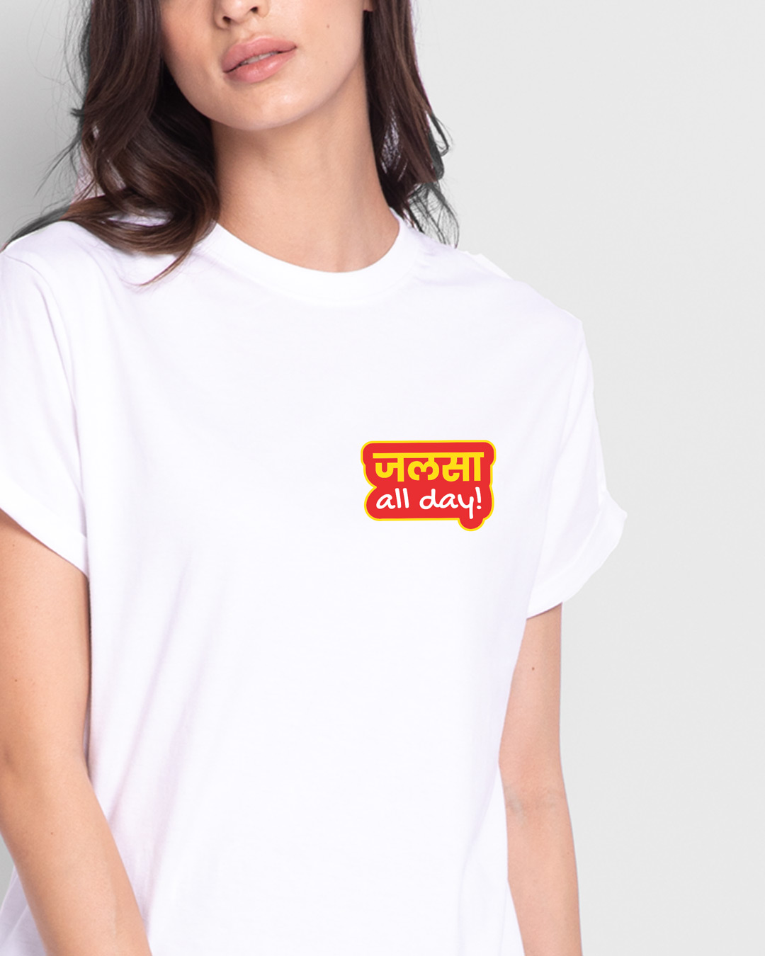 Buy Jalsa All Day Boyfriend T-Shirt White Online at Bewakoof