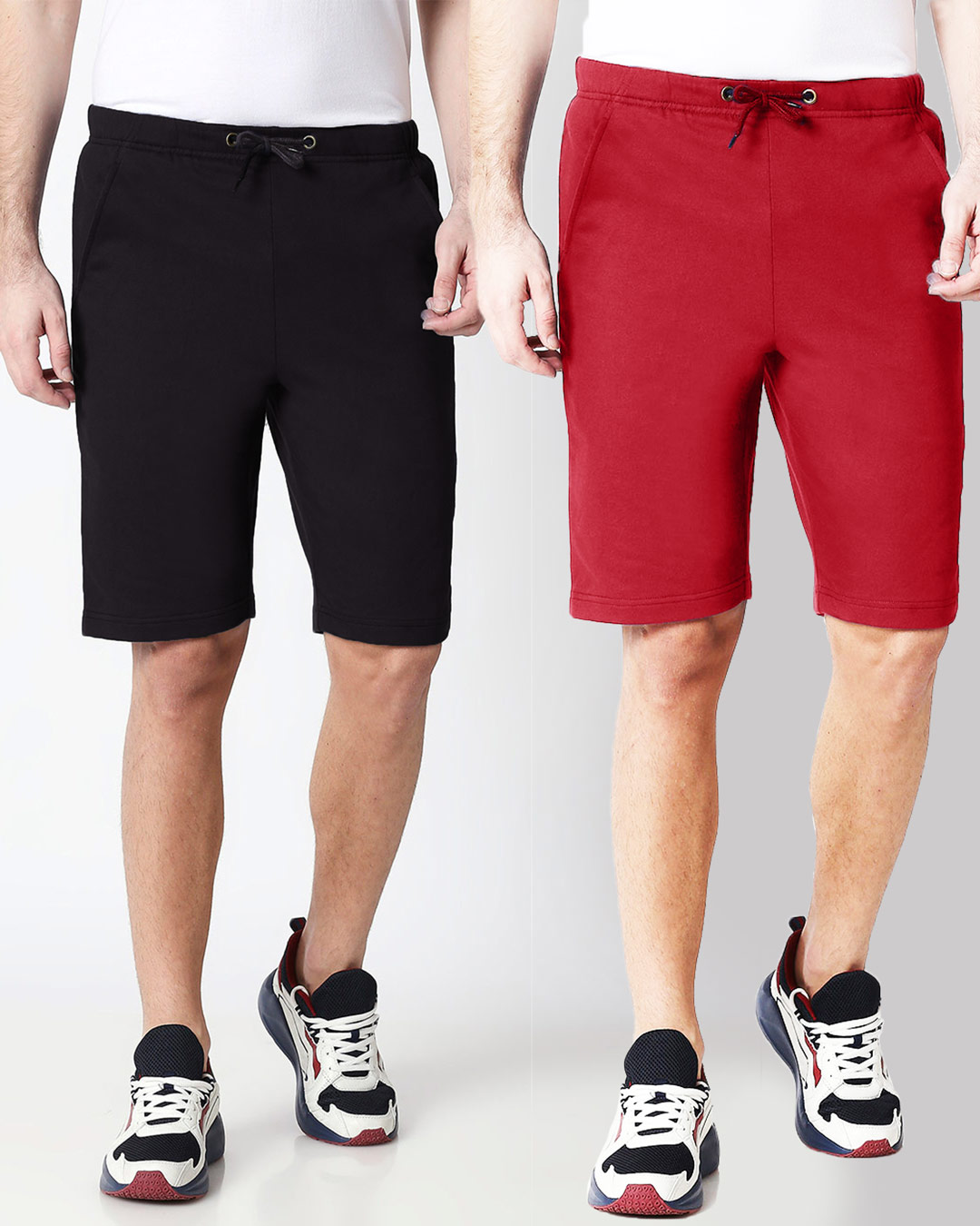 Buy Jet Black Dark Maroon Shorts Combo Online at Bewakoof